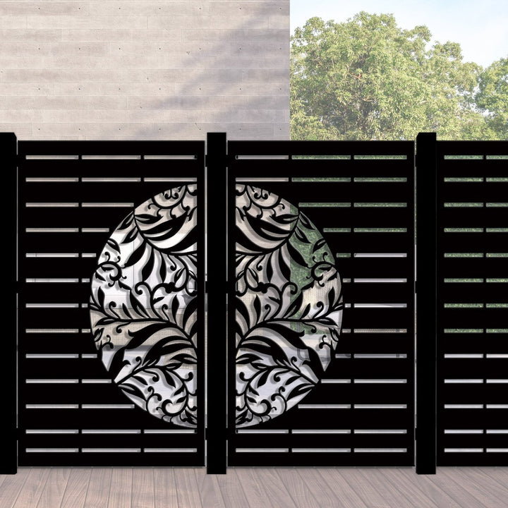 Decorative Laser Cut Fence Panel - Half Fern with Straight lines